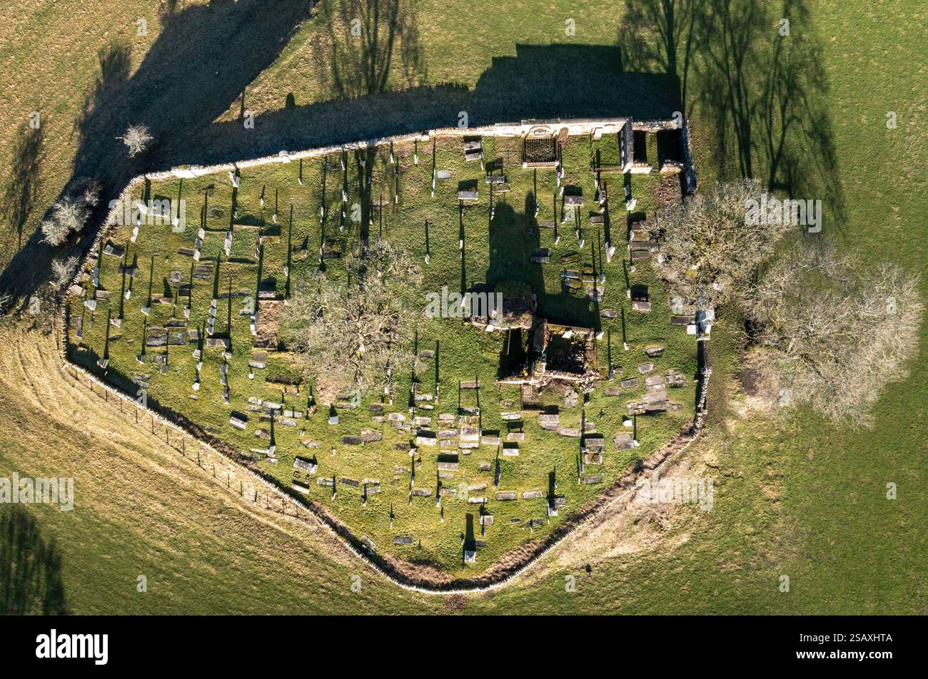 Aerial drone view of Old Kilmadock (St.Aedh’s) Church and Burial Ground ...