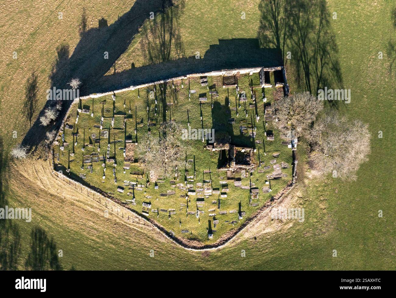 Aerial drone view of Old Kilmadock (St.Aedh’s) Church and Burial Ground ...