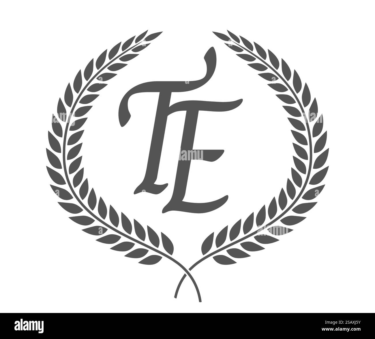 Initial letter T and E, TE monogram logo design with laurel wreath ...