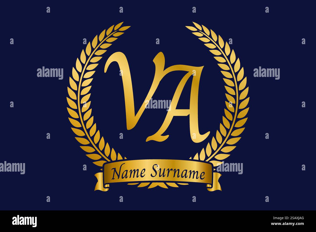 Initial letter V and A, VA monogram logo design with laurel wreath ...