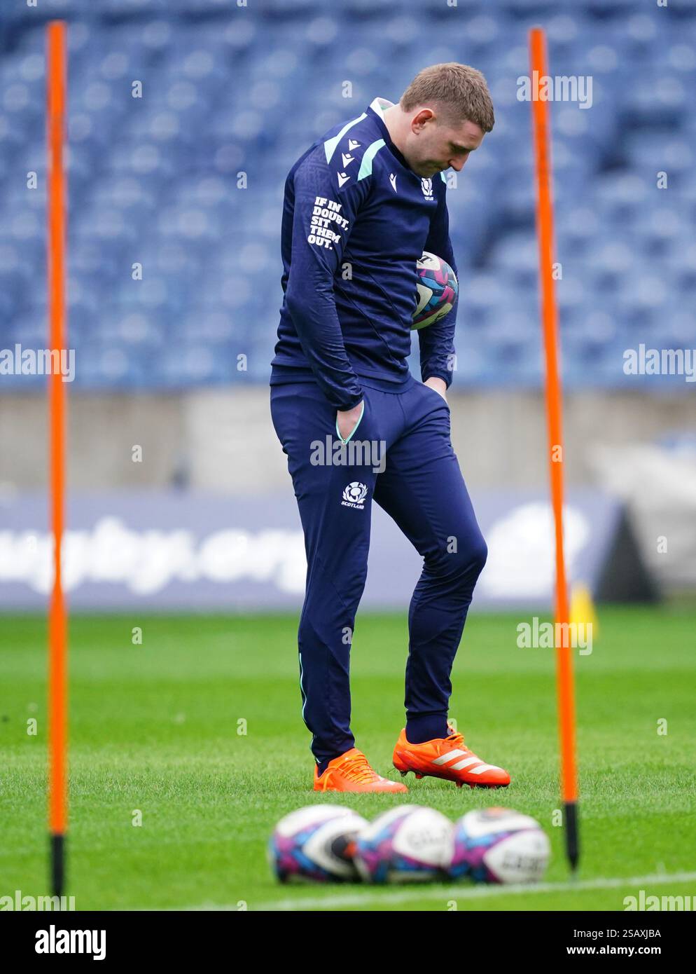 Scotland captain Finn Russell during a training session at Scottish Gas ...
