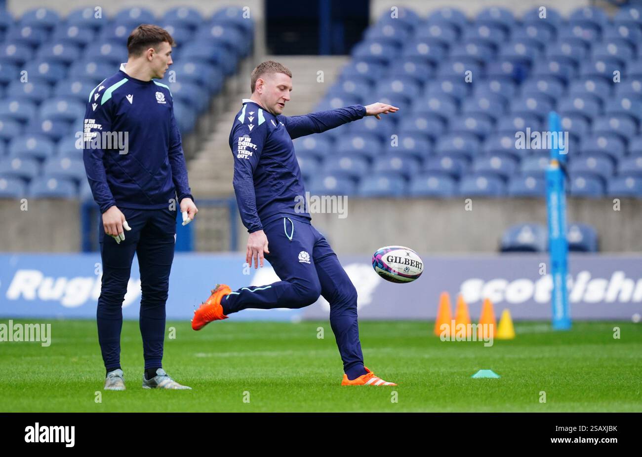 Scotland captain Finn Russell during a training session at Scottish Gas ...