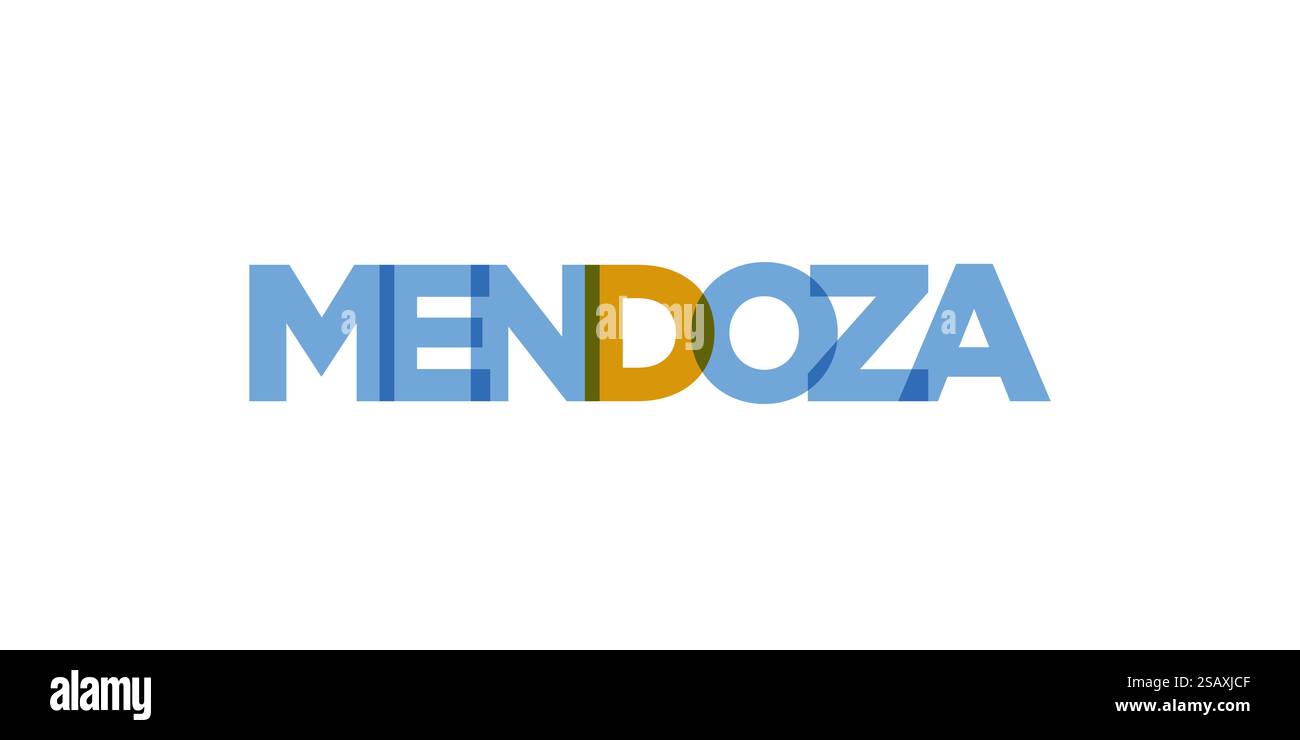 Mendoza in the Argentina emblem for print and web. Design features geometric style, vector ...