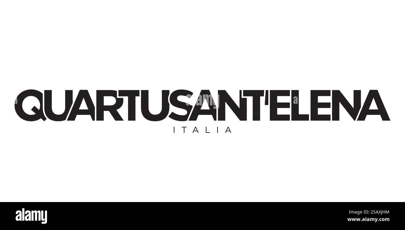 Quartu Sant Elena in the Italia emblem for print and web. Design features geometric style ...