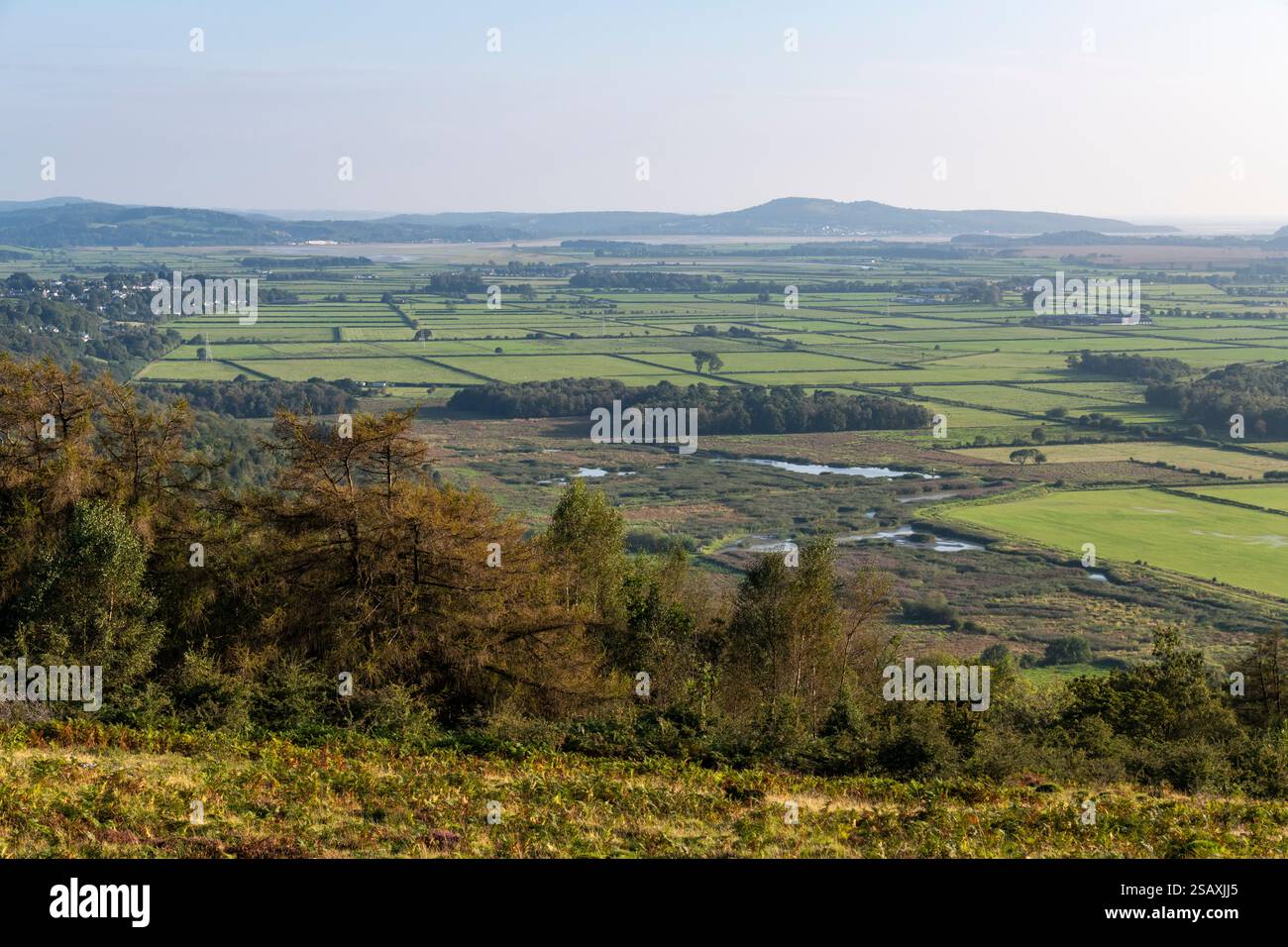 View of the Lyth Valley from Scout Scar near Kendal, Lake District ...