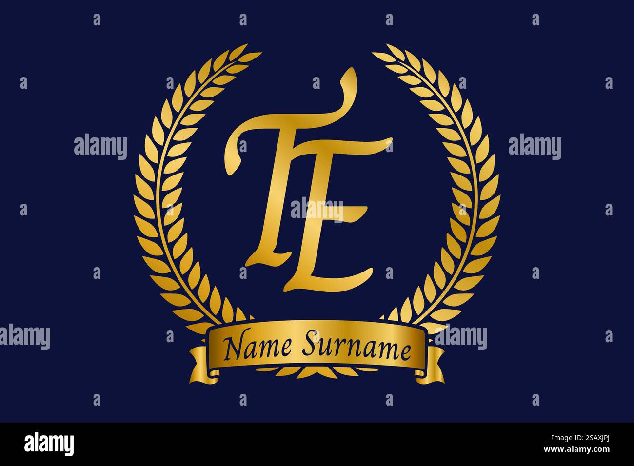 Initial letter T and E, TE monogram logo design with laurel wreath ...
