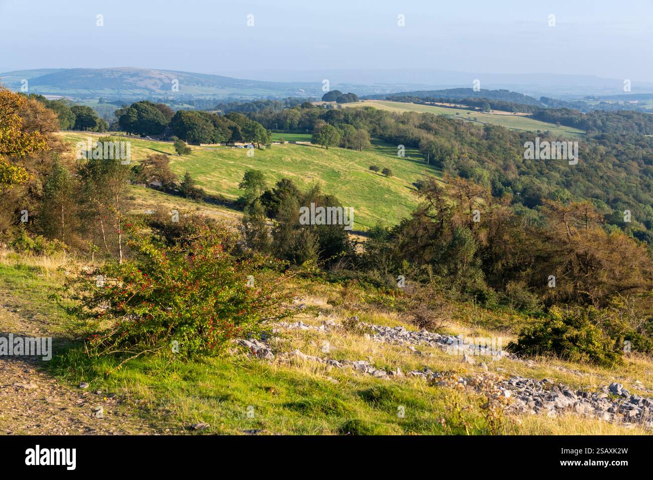 View from Scout Scar near Kendal, Lake District national park, Cumbria ...