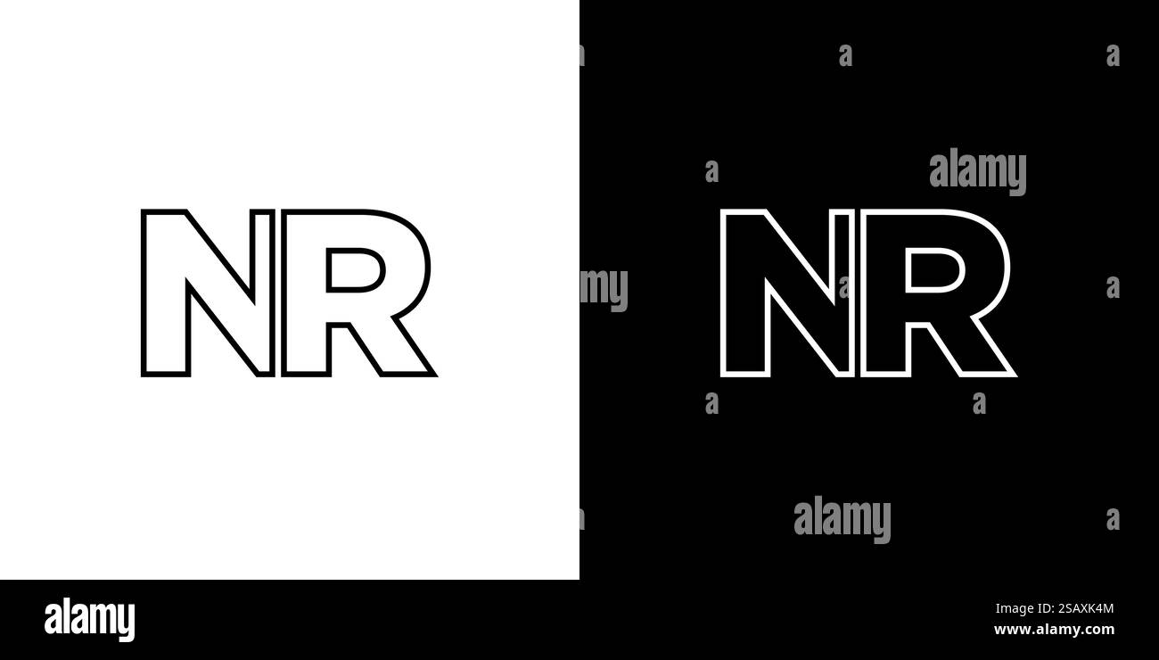 Trendy letter N and R, NR logo design template. Minimal monogram ...