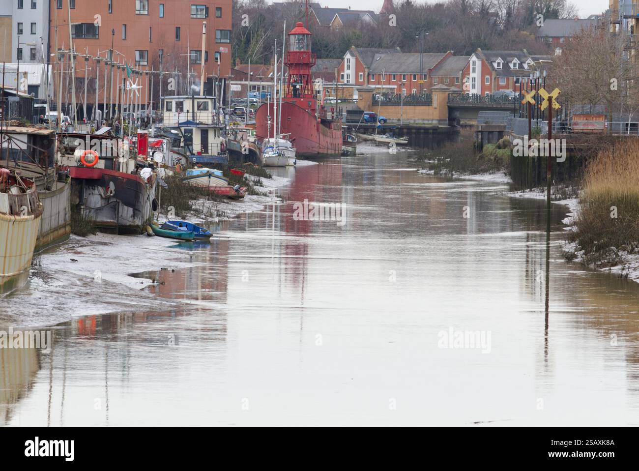 View of the River Colne at The Hythe Quay in Colchester, Essex ...