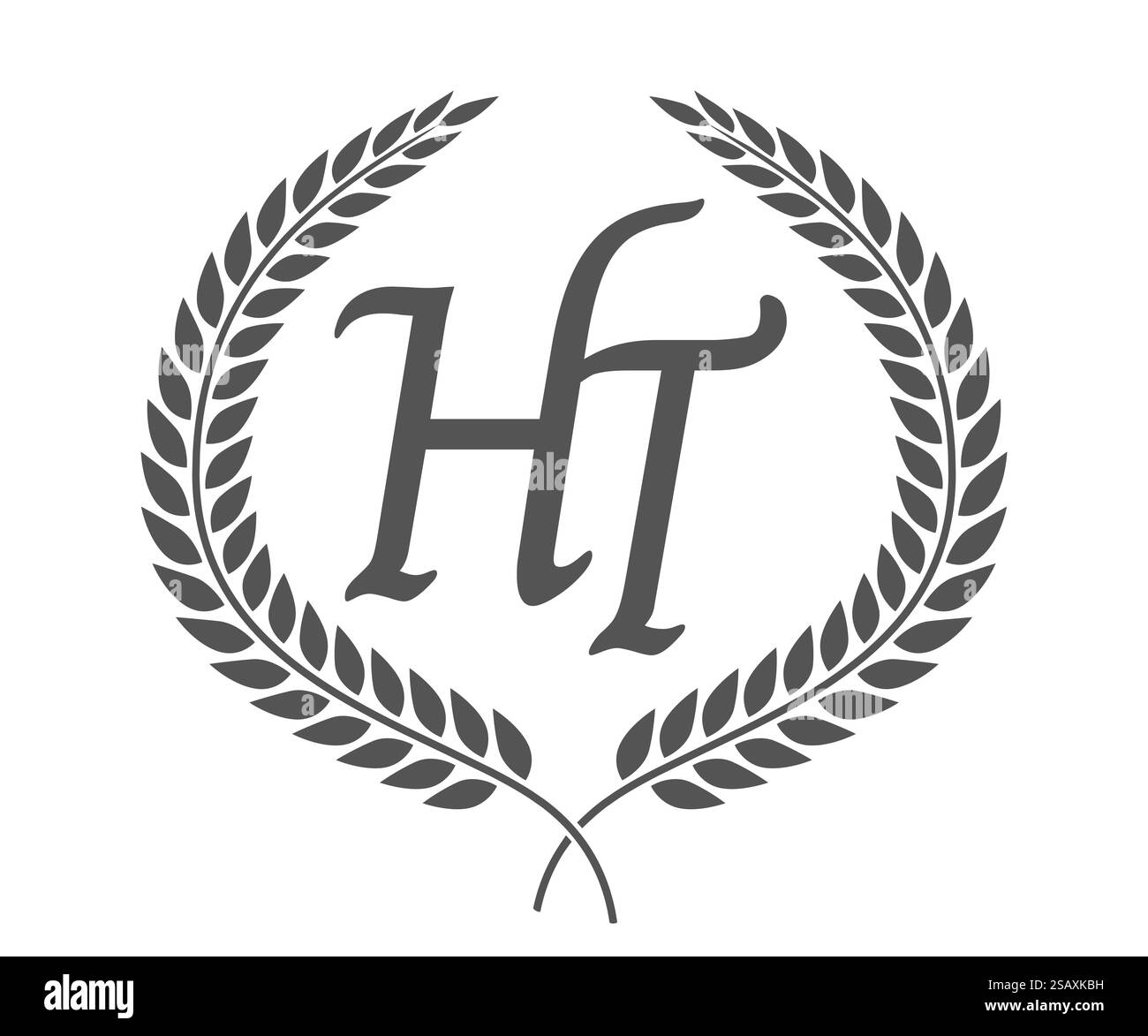 Initial letter H and T, HT monogram logo design with laurel wreath ...