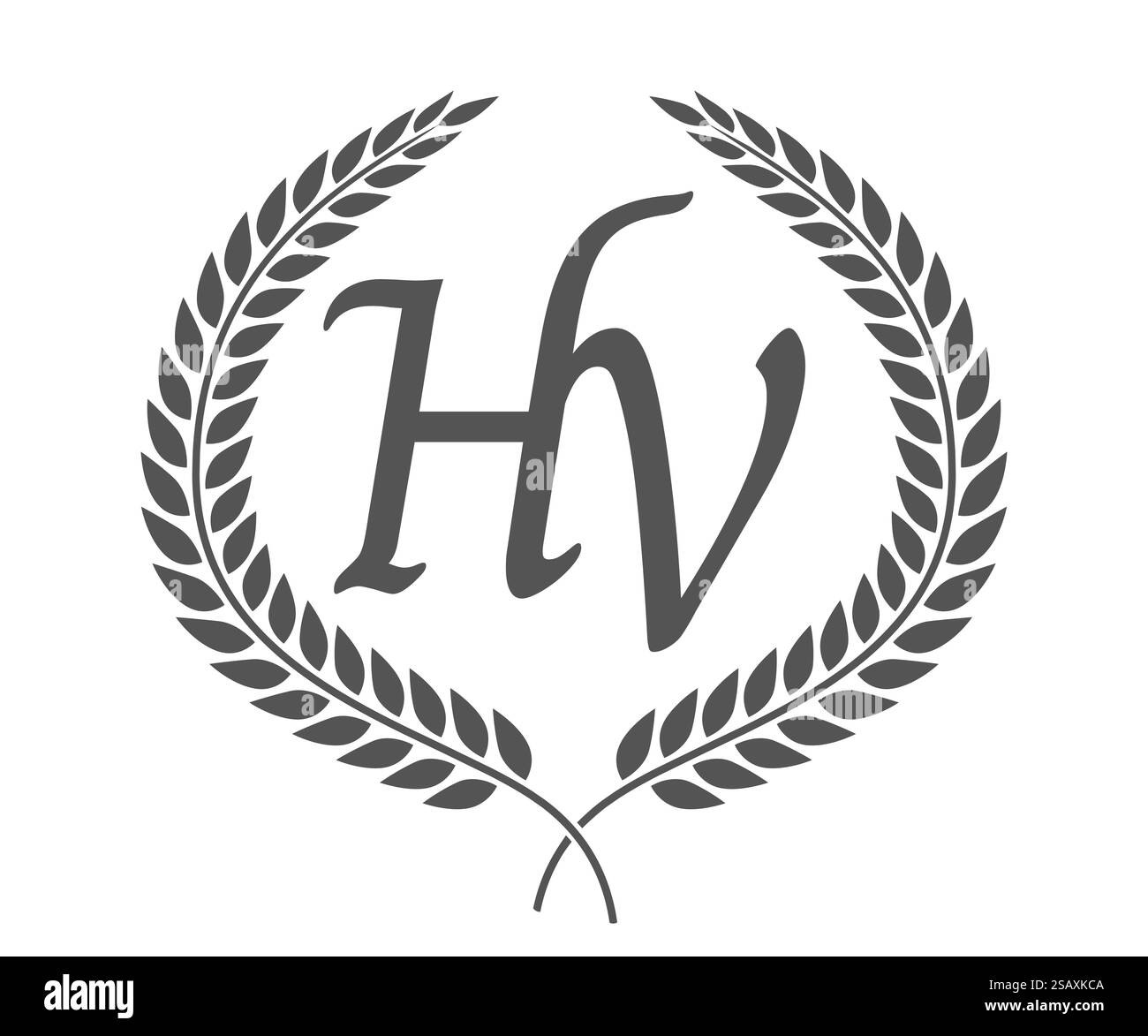 Initial letter H and V, HV monogram logo design with laurel wreath ...
