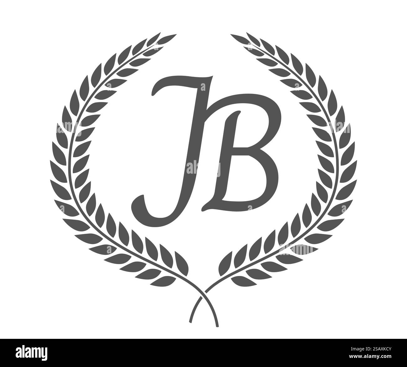 Initial letter J and B, JB monogram logo design with laurel wreath ...