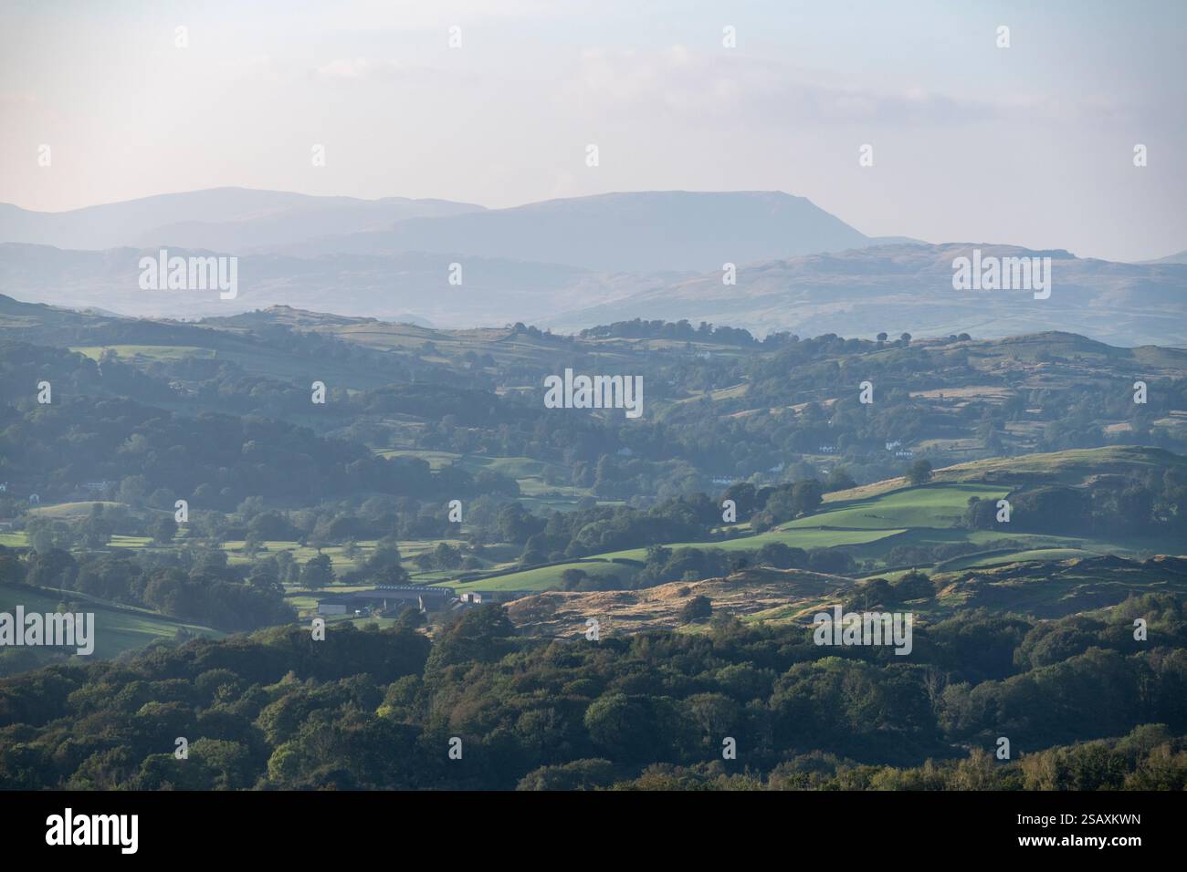 View from Scout Scar near Kendal, Lake District national park, Cumbria ...