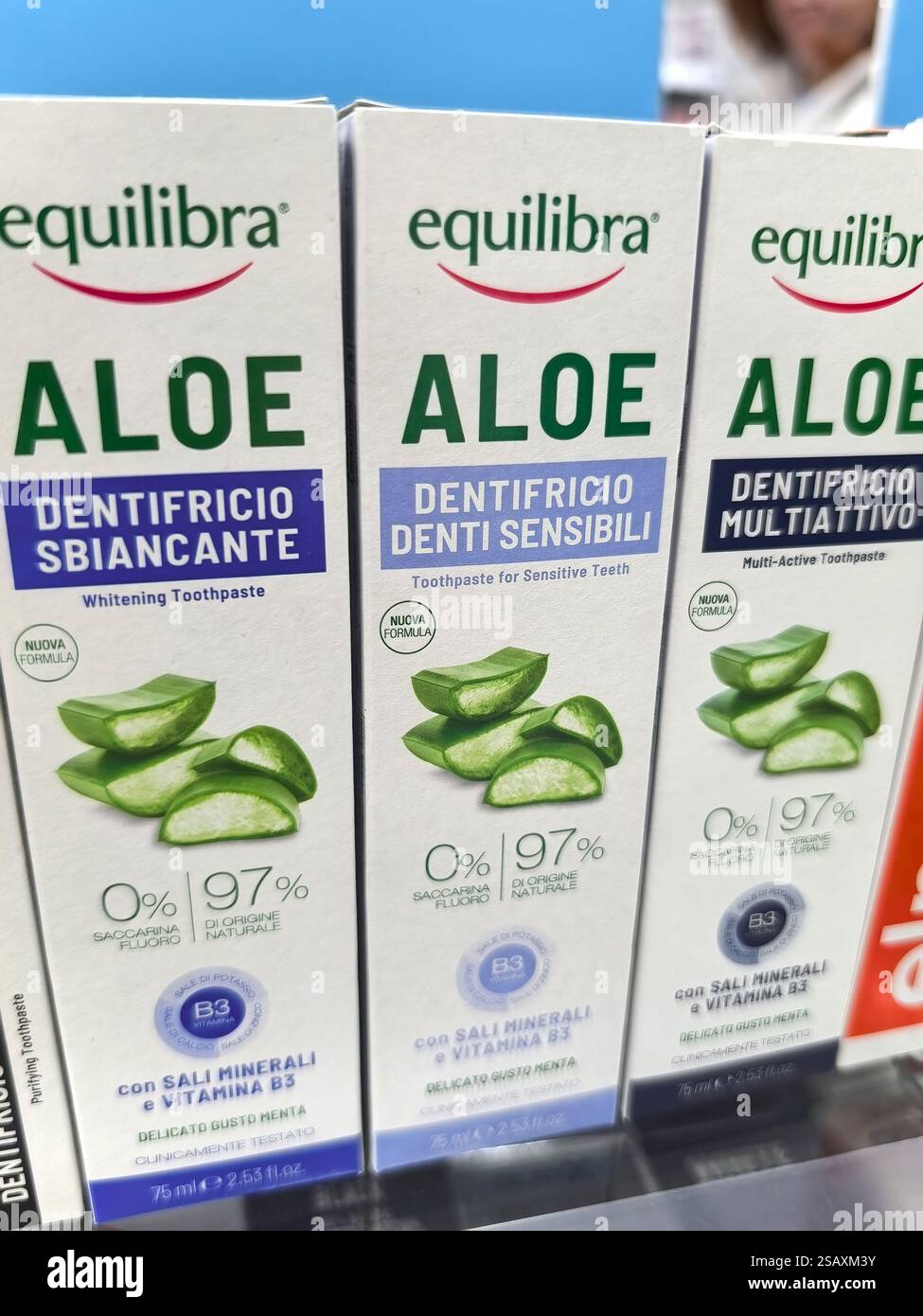 Bobruisk, Belarus - 26 January 2025: Shelves display an array of aloe ...