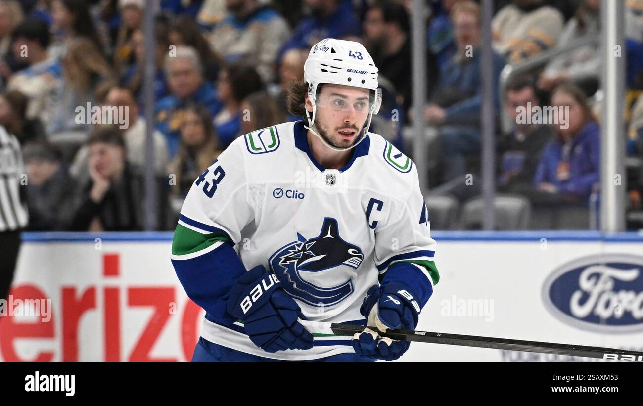 Vancouver Canucks' Quinn Hughes (43) in action against the St. Louis ...