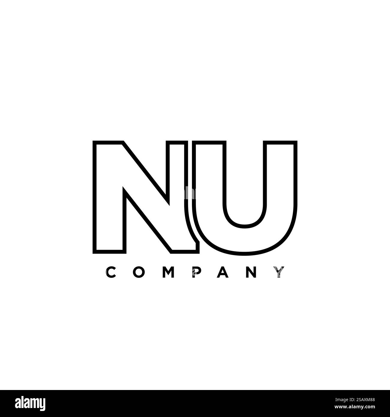 Trendy letter N and U, NU logo design template. Minimal monogram initial based logotype for ...