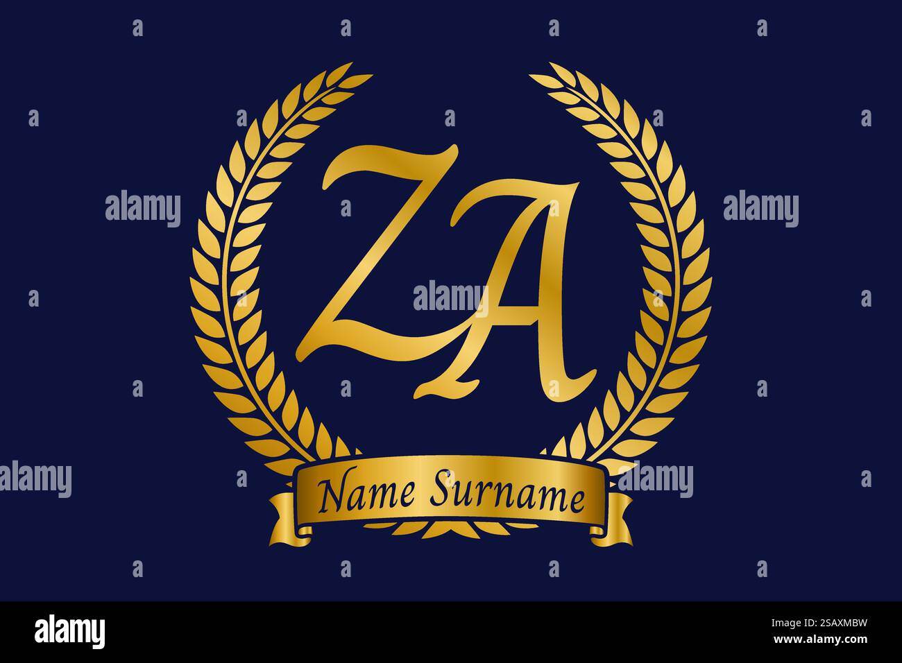 Initial letter Z and A, ZA monogram logo design with laurel wreath ...