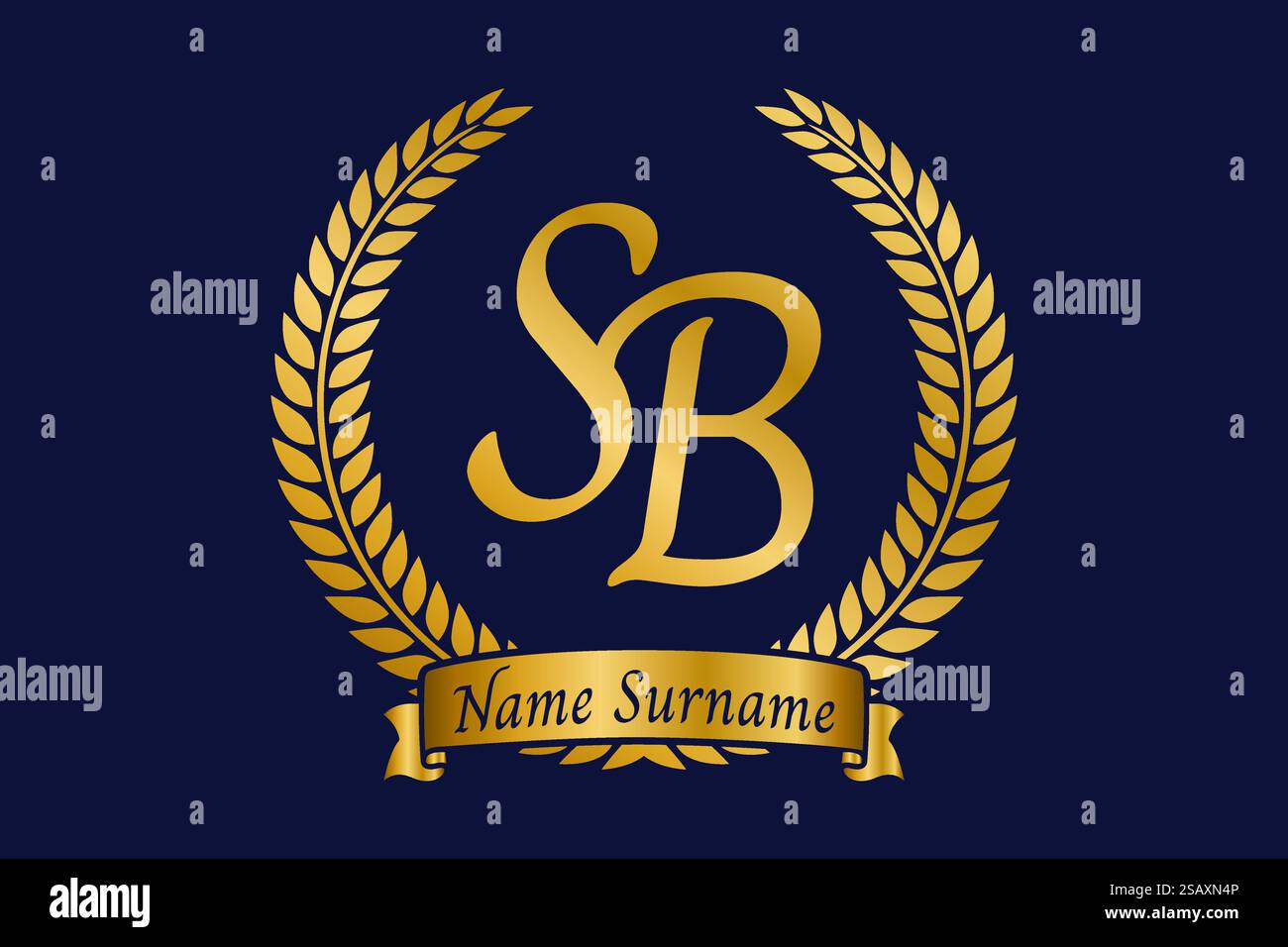 Initial letter S and B, SB monogram logo design with laurel wreath ...
