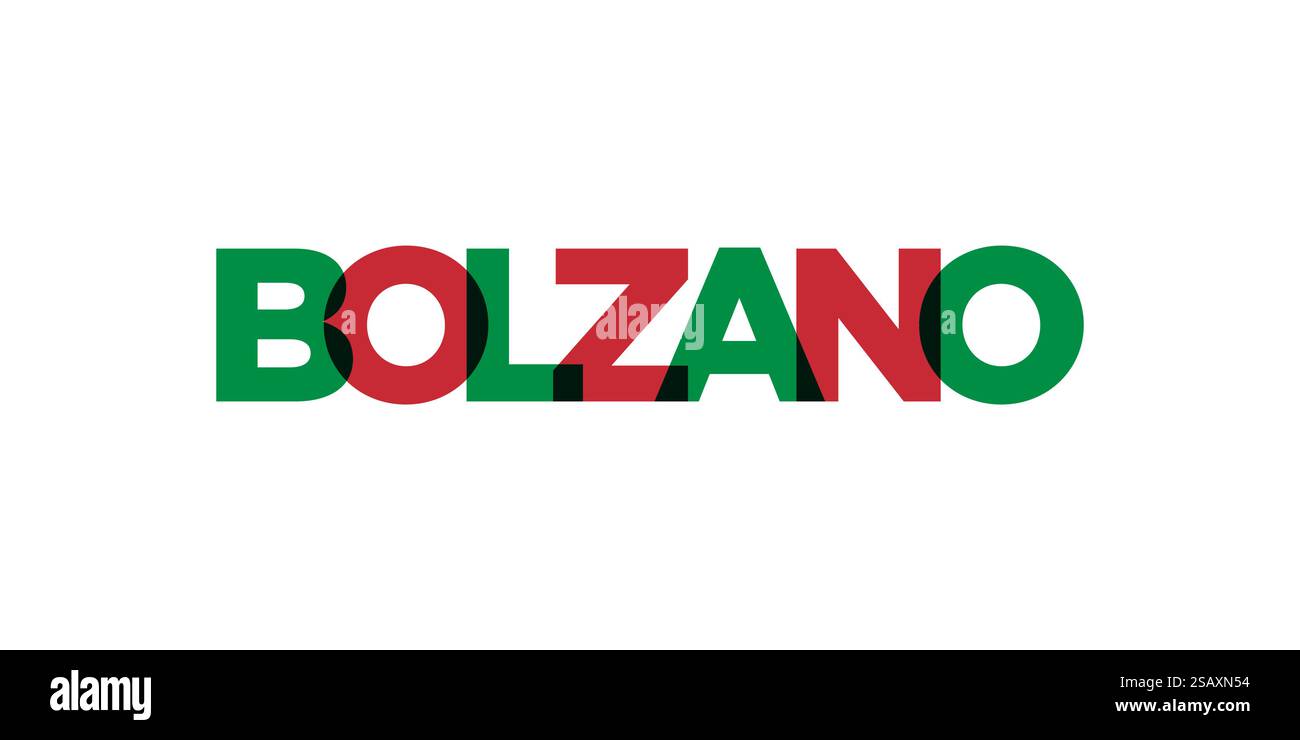 Bolzano in the Italia emblem for print and web. Design features geometric style, vector ...