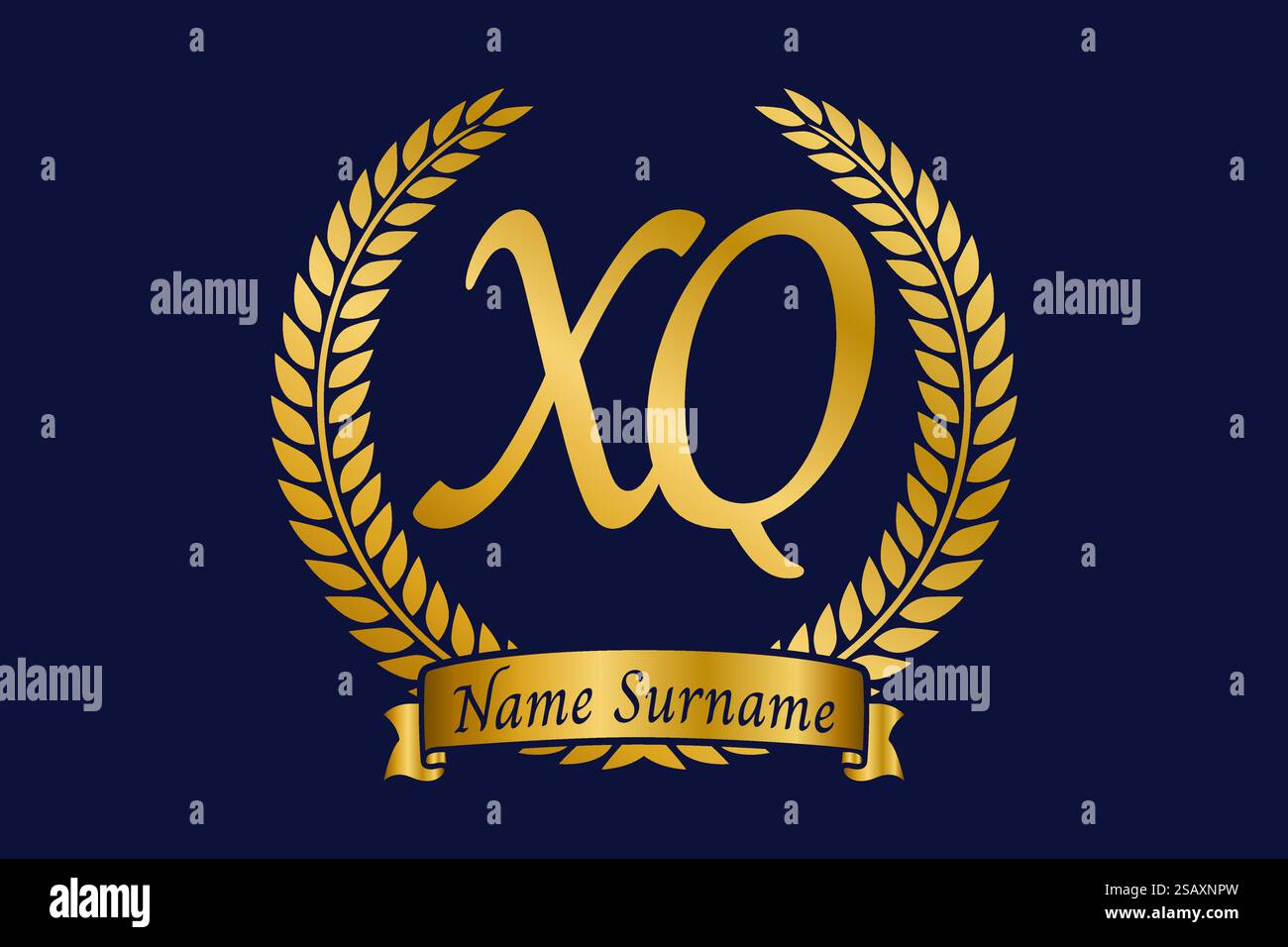 Initial letter X and Q, XQ monogram logo design with laurel wreath ...