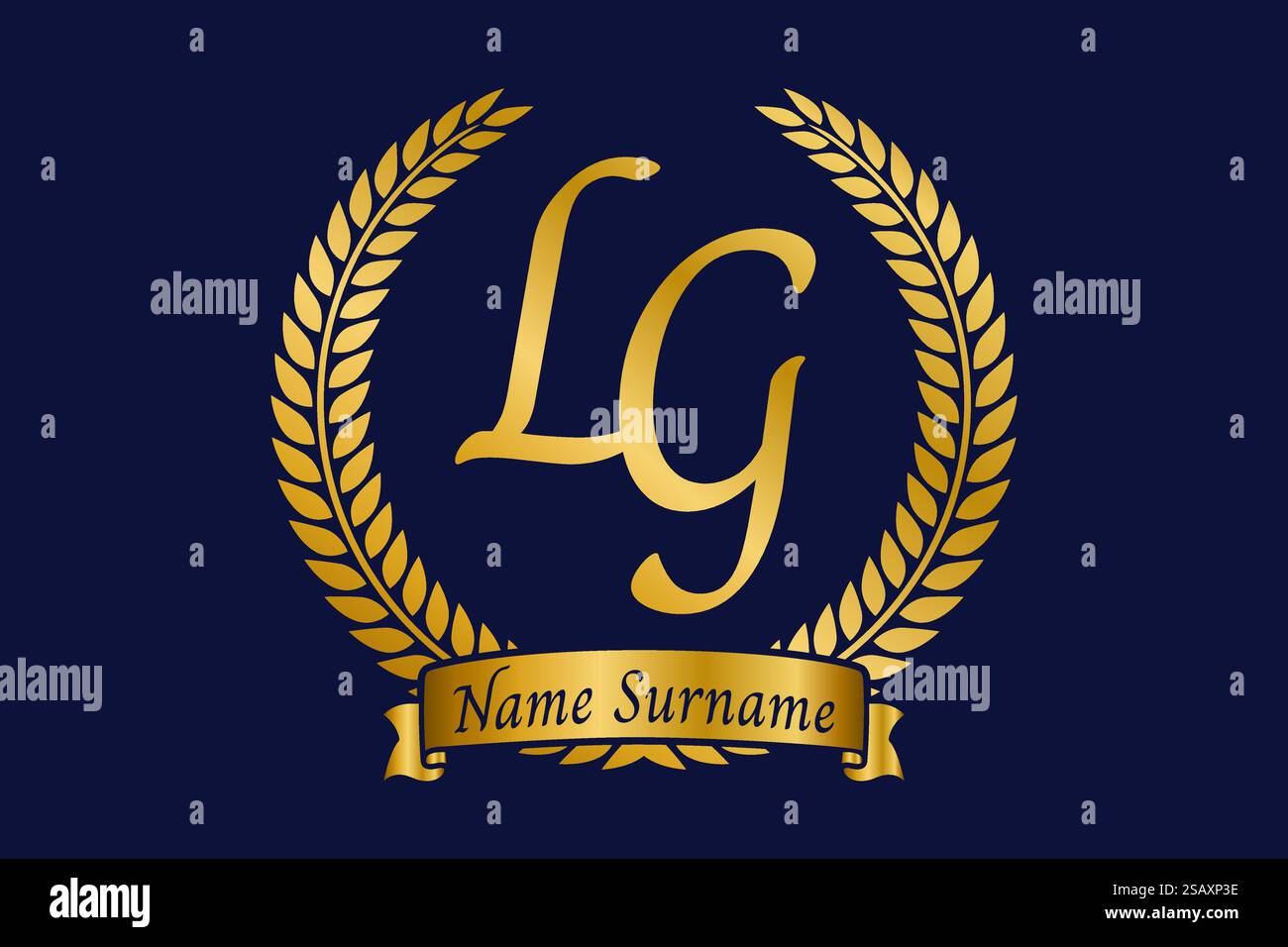 Initial letter L and G, LG monogram logo design with laurel wreath ...