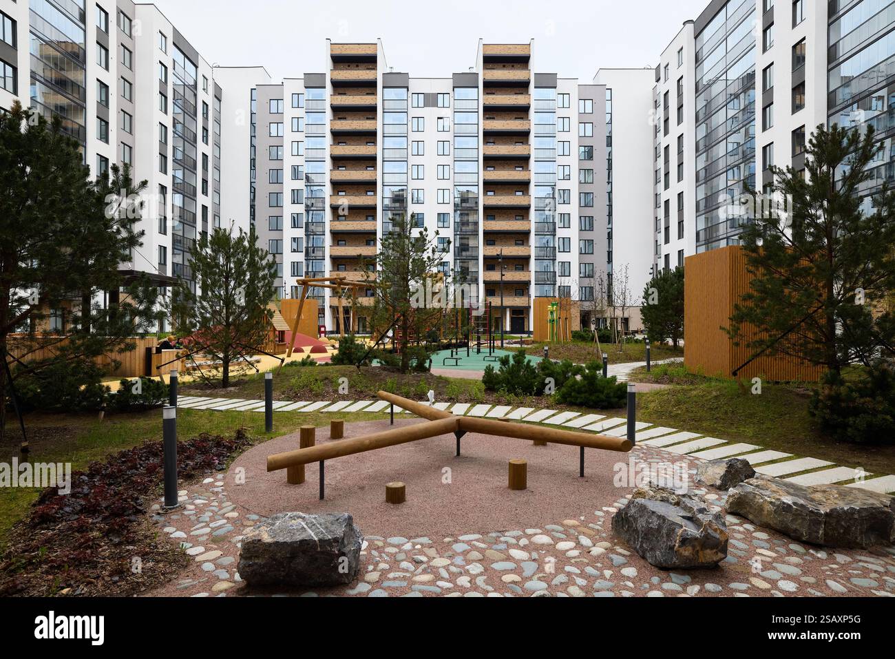 A Modern Residential Complex with beautiful Green Spaces for relaxation ...