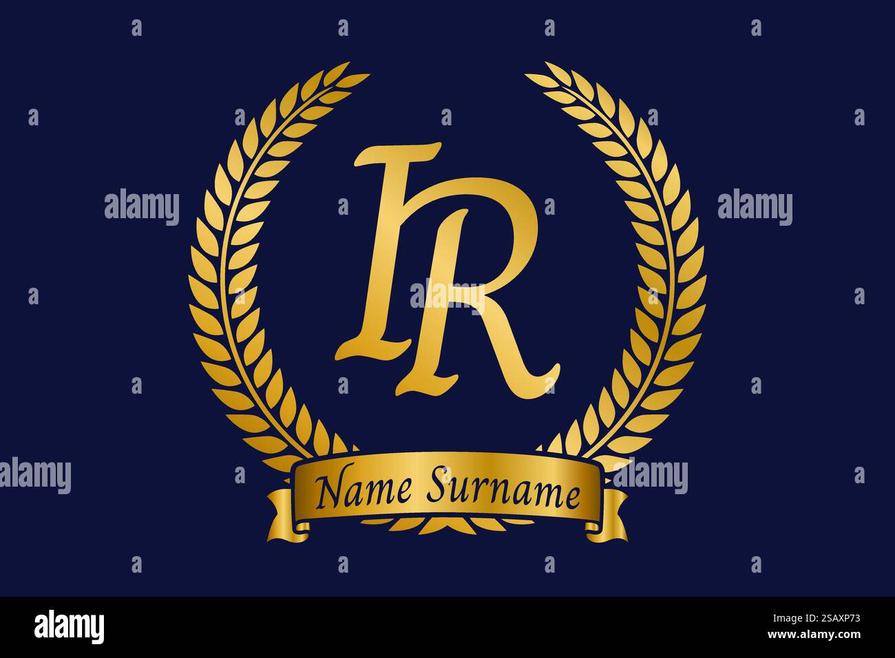 Initial letter I and R, IR monogram logo design with laurel wreath ...