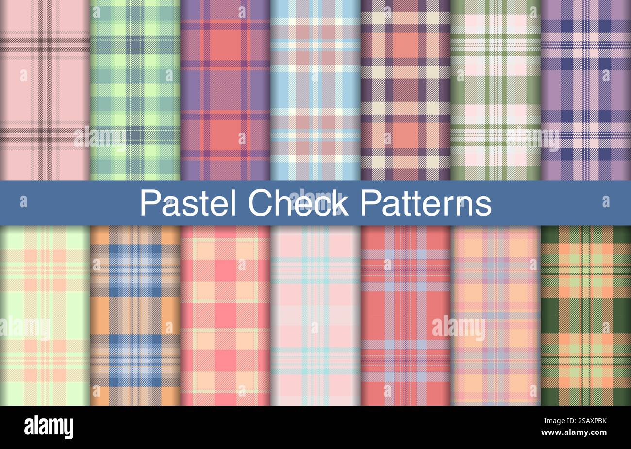 Pastel plaid collection, textile design, checkered fabric pattern for ...