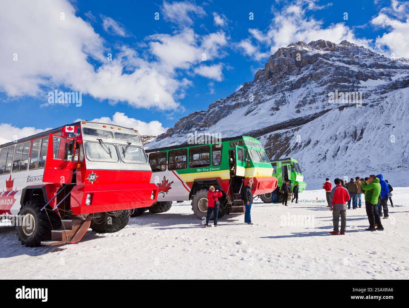 Brewsters Snocoach Ice Explorer Columbia Icefield Athabasca glacier in the Canadian Rockies ...
