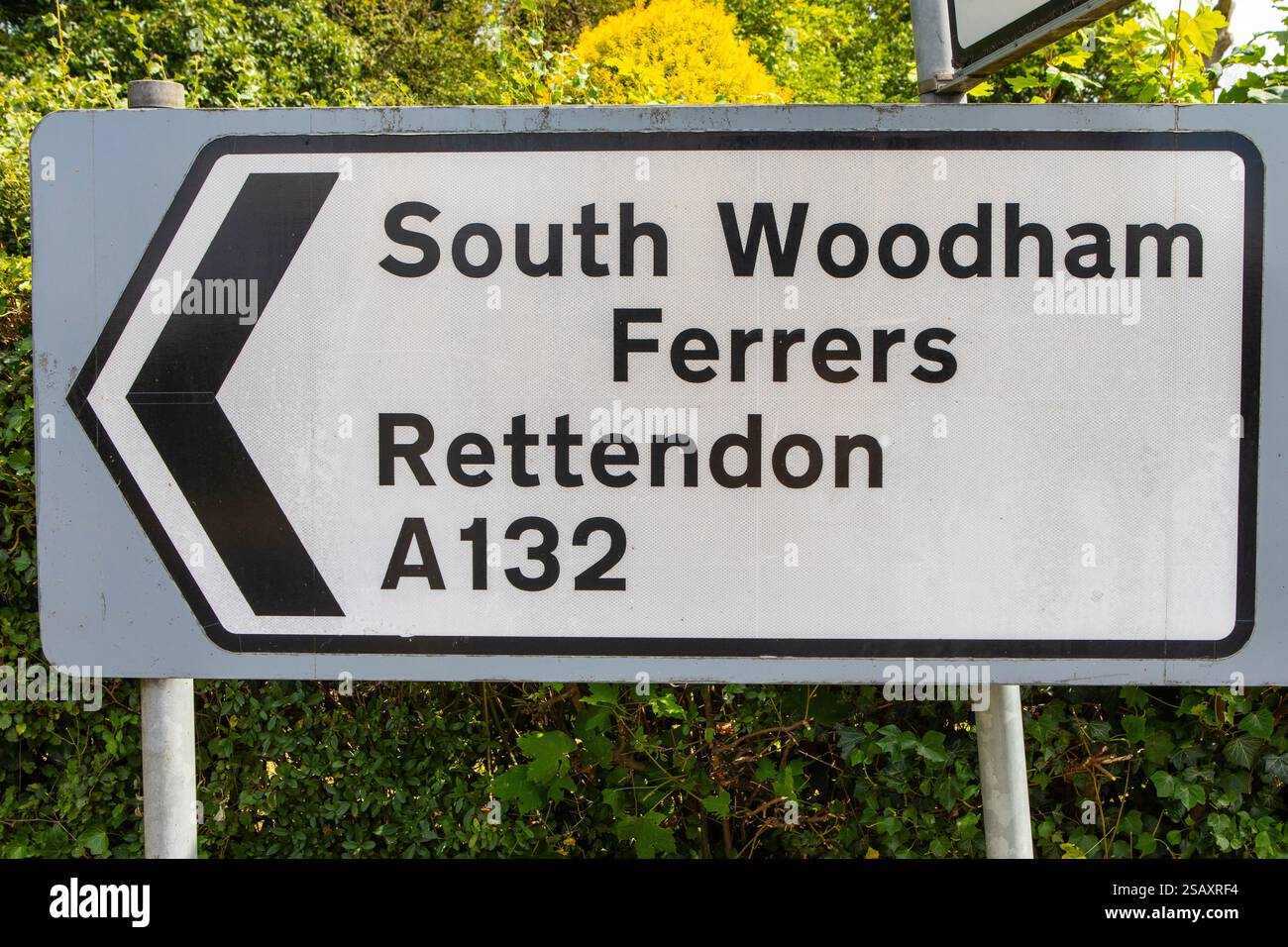 Road Sign for the South Woodham Ferrers and Rettendon in Essex, UK ...