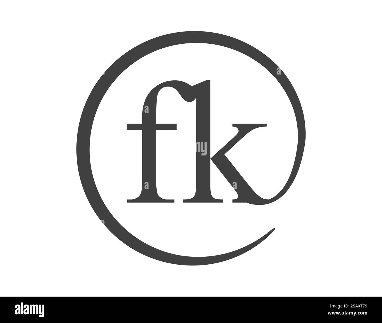 FK logo from two letter with circle shape email sign style. F and K ...