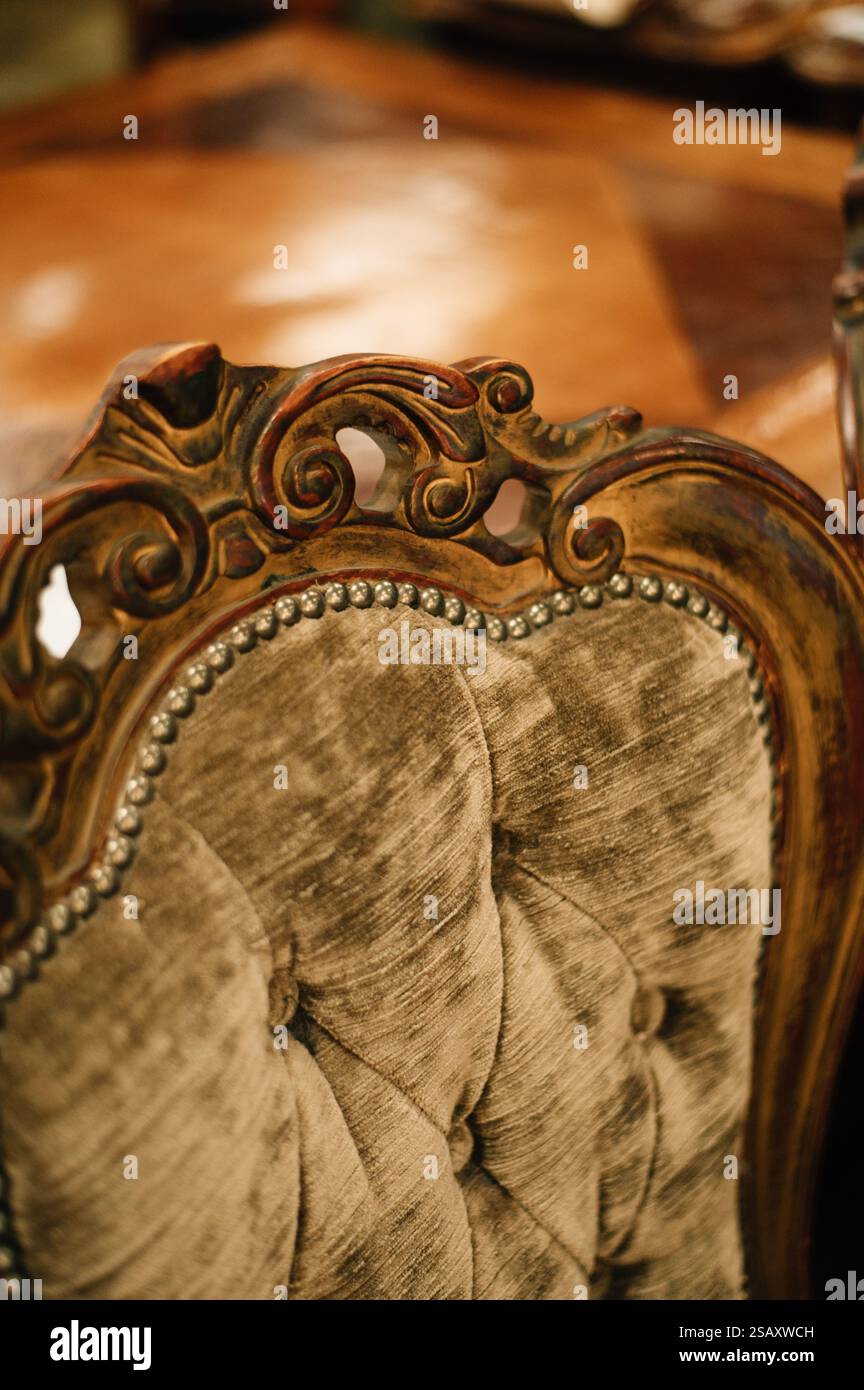 Vintage chair with carved back Stock Photo - Alamy