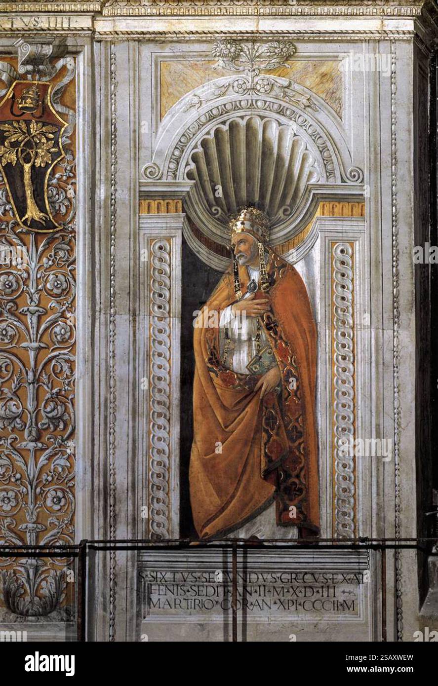 Saint Sixtus II, pope Botticelli, -- Fresco Sistine chapel Stock Photo ...