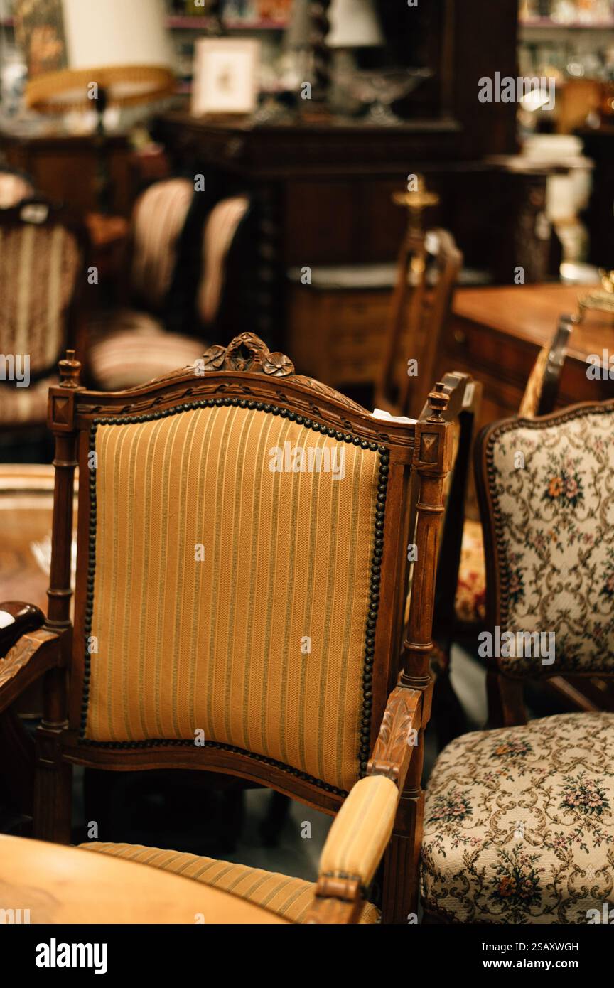 Vintage chair with carved back Stock Photo - Alamy