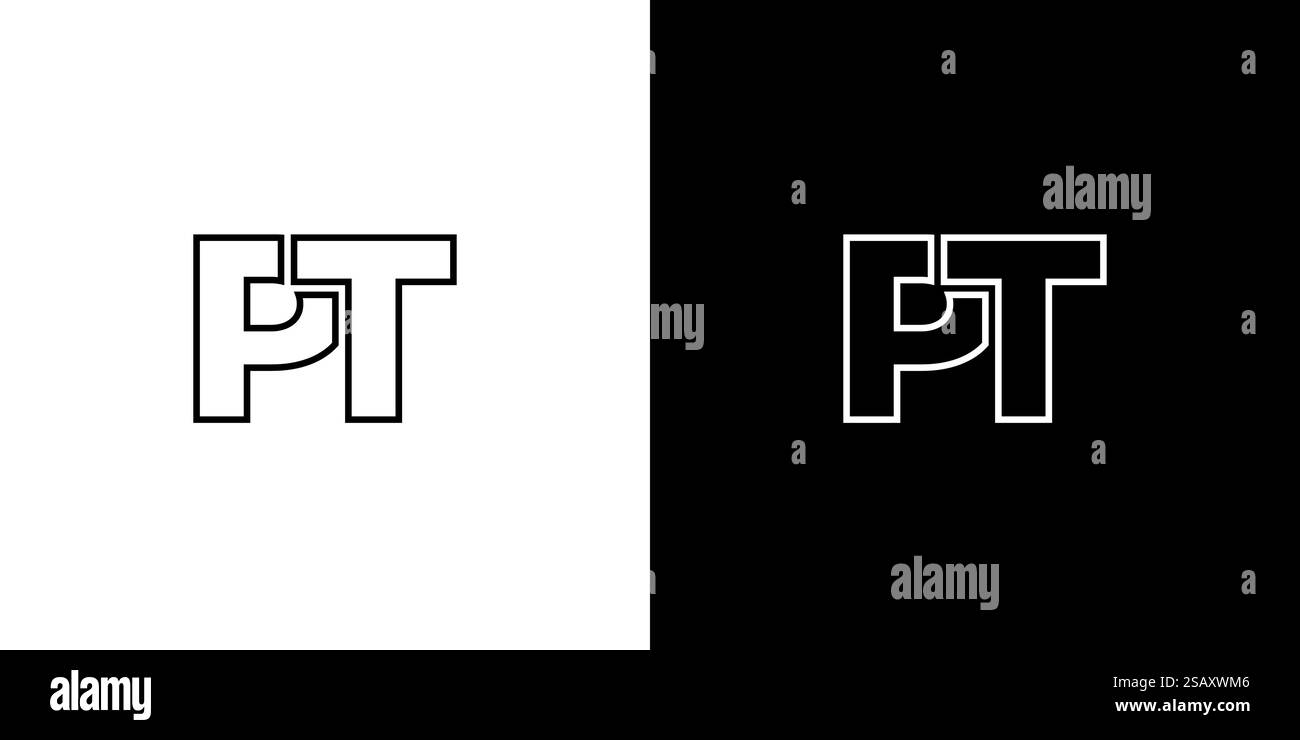 Pt letter logo design Black and White Stock Photos & Images - Alamy