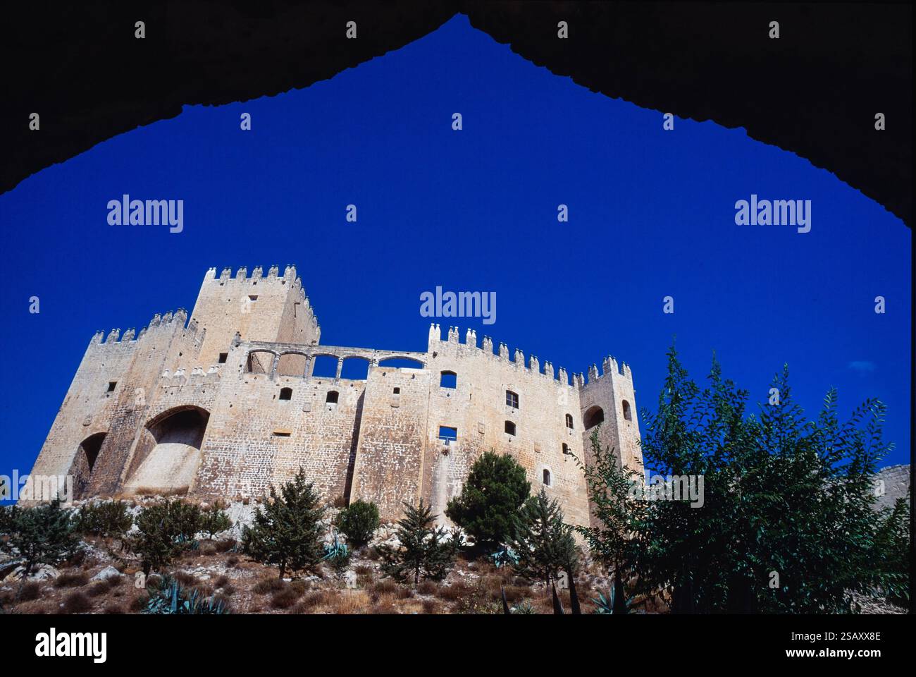 Exterior facade of the Velez Blanco Castle seen from the access ...