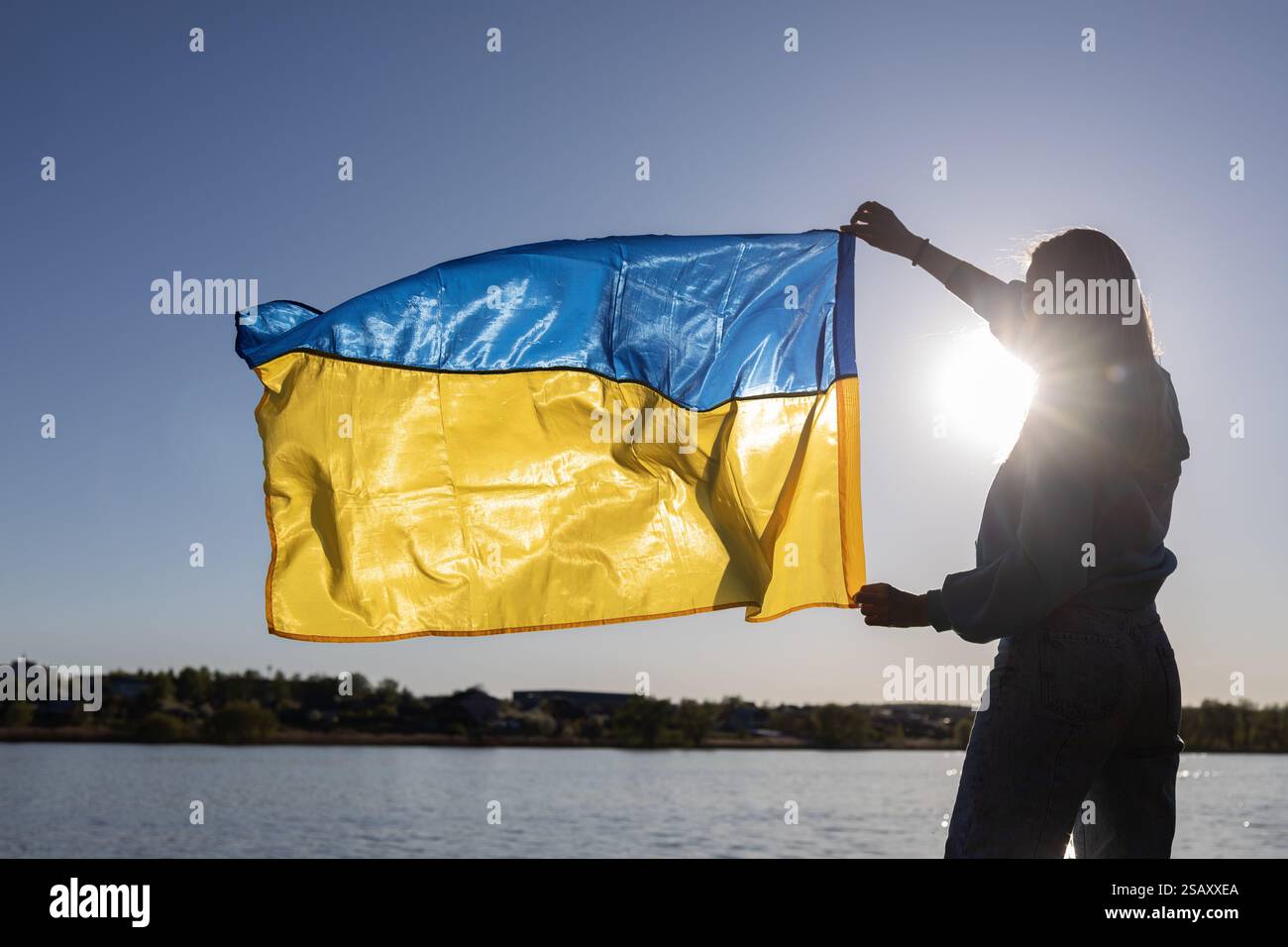 Ukrainian woman national flag showing hi-res stock photography and ...