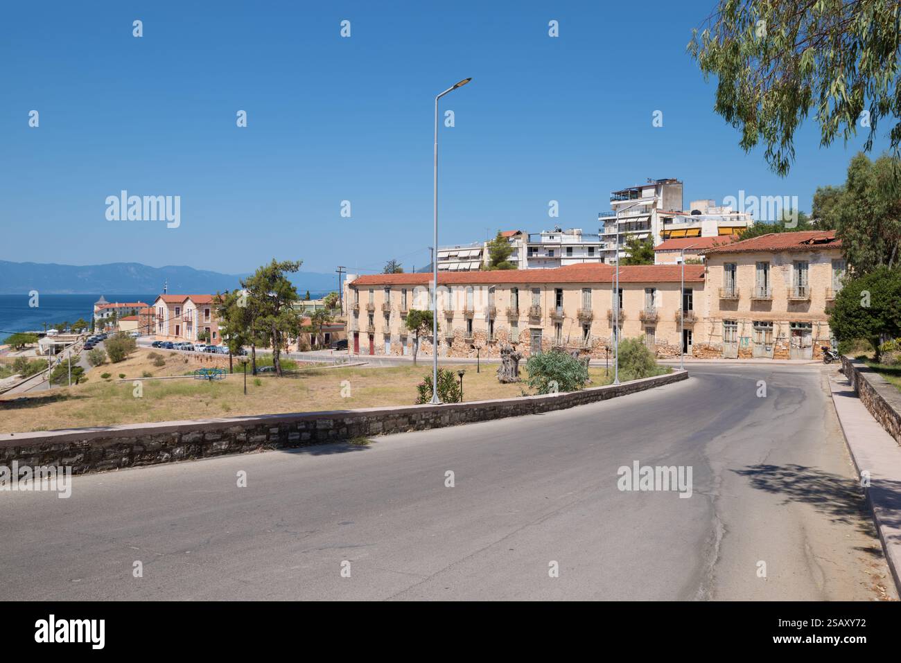 June 25th 2024 - Aidipsos, Greece - Street in Aidipsos, a Greek town in ...