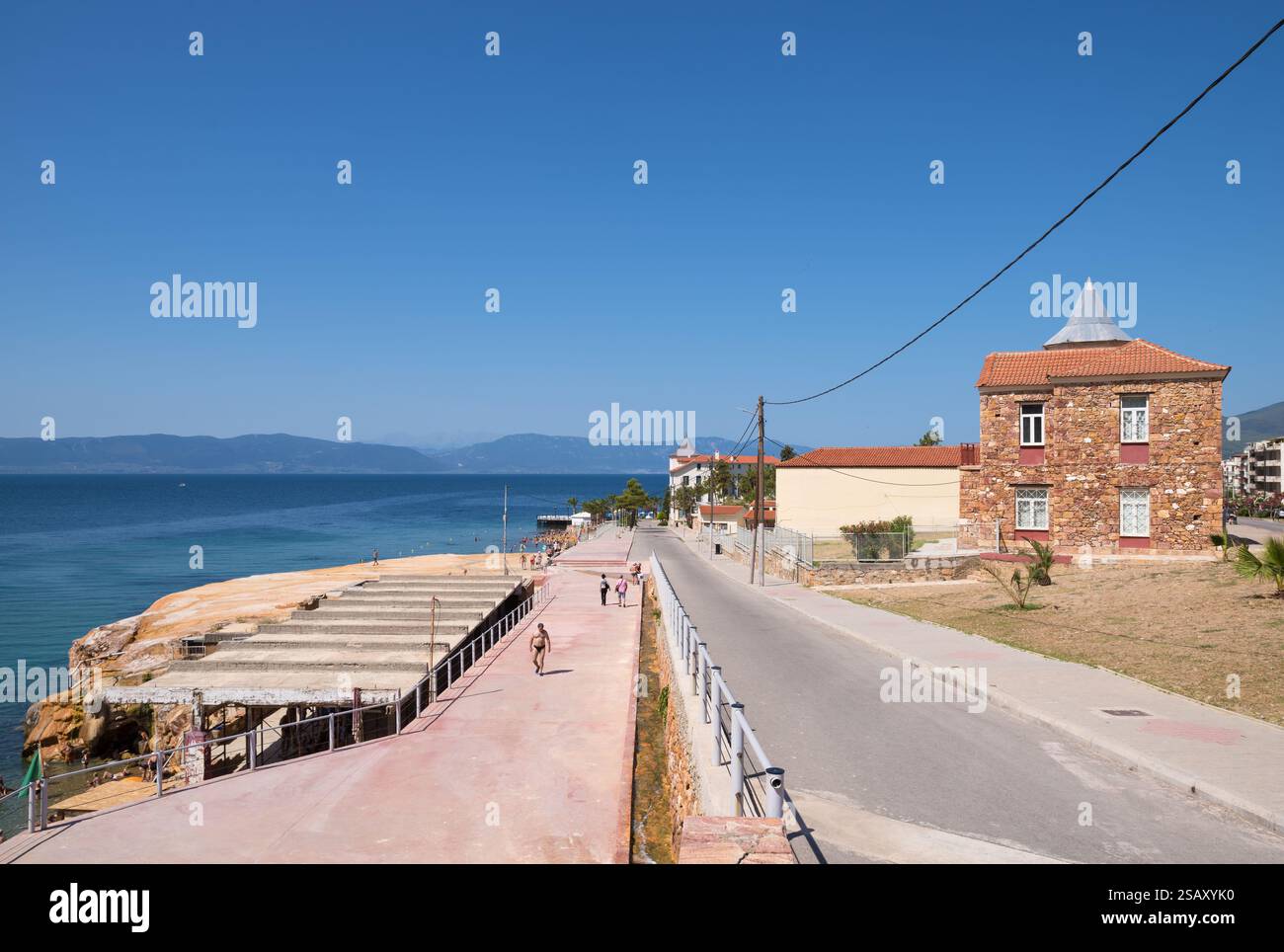 June 25th 2024 - Aidipsos, Greece - Street in Aidipsos, a Greek town in ...