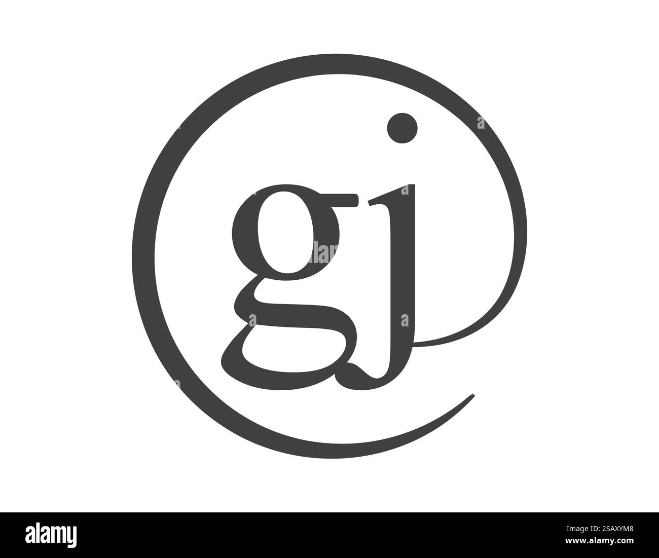 GJ logo from two letter with circle shape email sign style. G and J ...