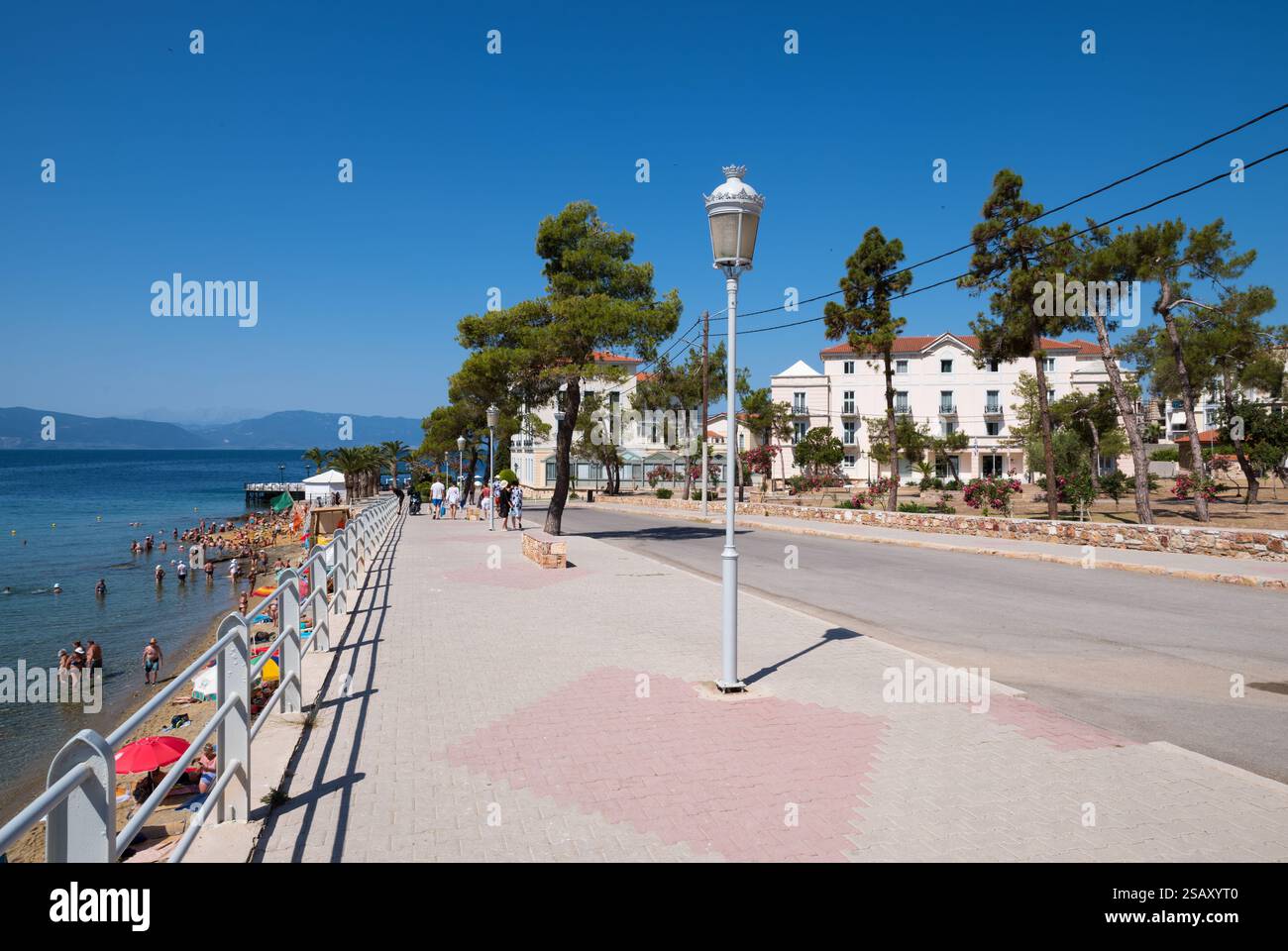June 25th 2024 - Aidipsos, Greece - Street in Aidipsos, a Greek town in ...