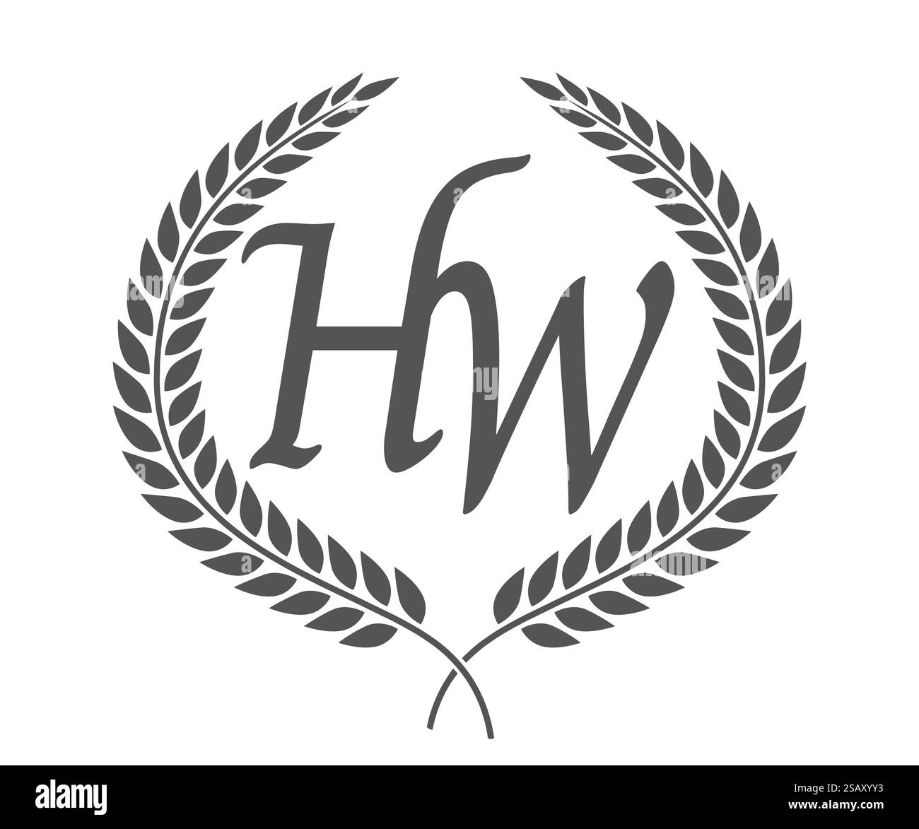 Initial letter H and W, HW monogram logo design with laurel wreath ...