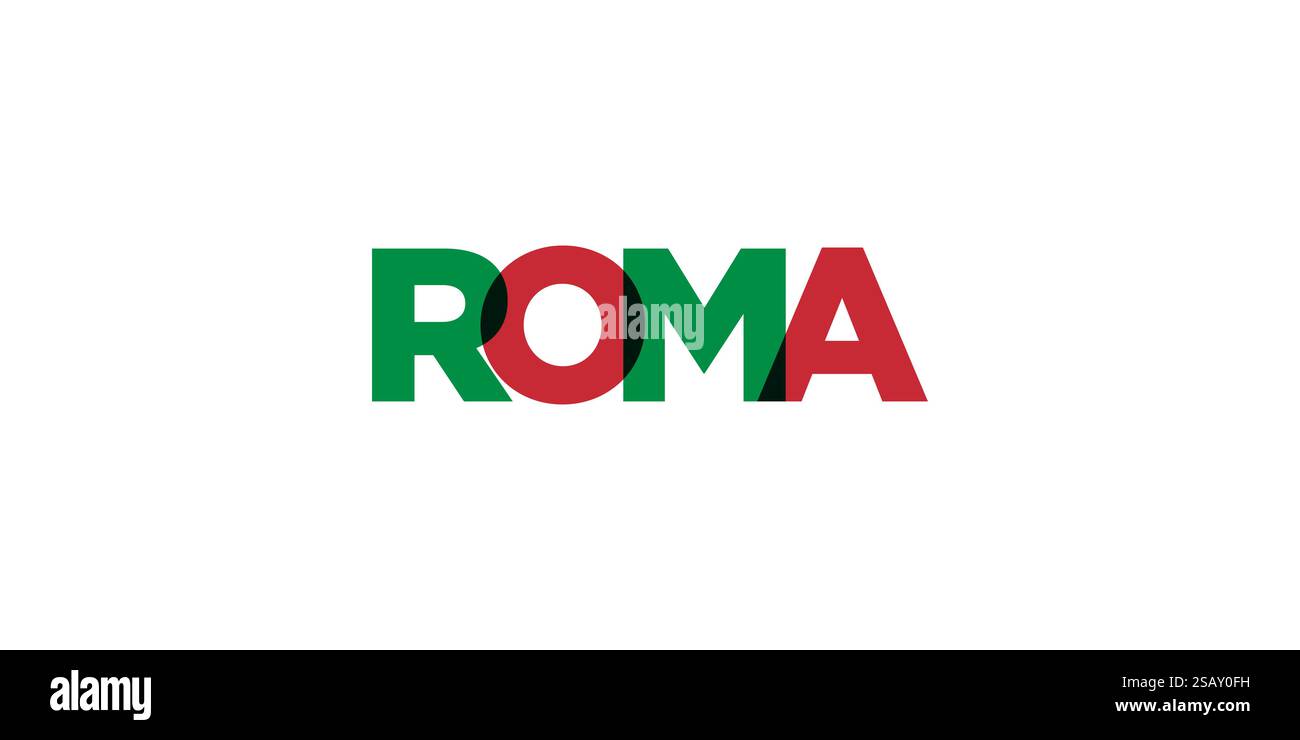 Roma in the Italia emblem for print and web. Design features geometric style, vector ...