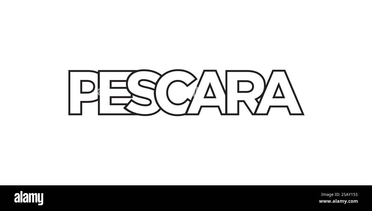 Pescara in the Italia emblem for print and web. Design features geometric style, vector ...
