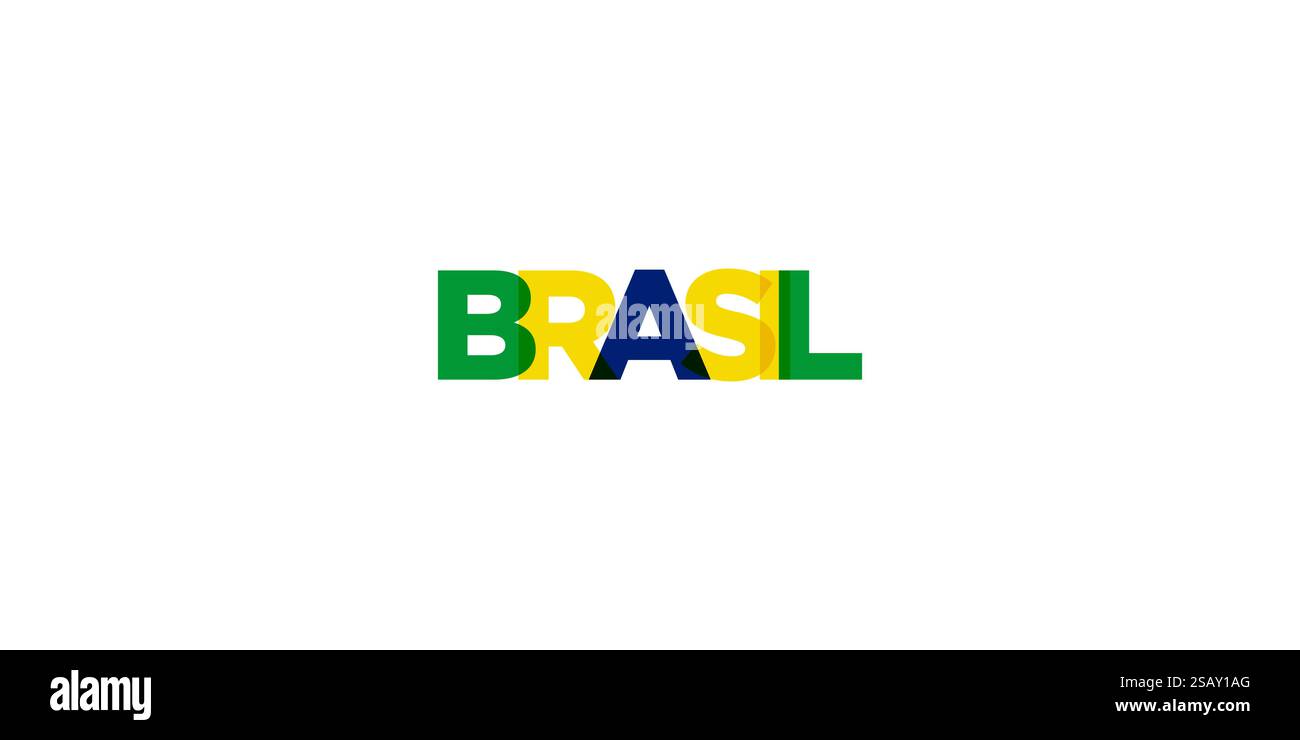 Brasil emblem for print and web. Design features geometric style, vector illustration with bold ...