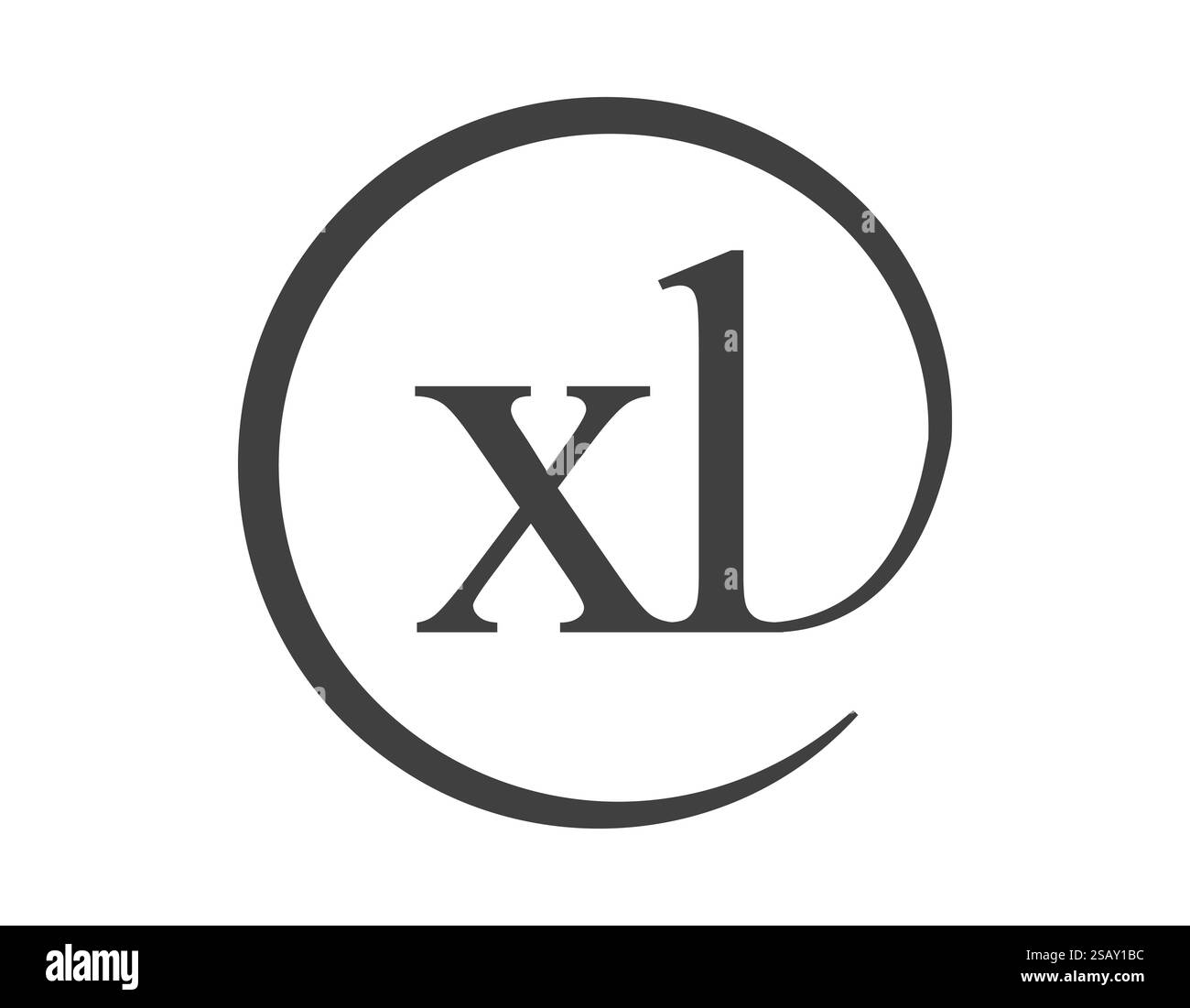 XL logo from two letter with circle shape email sign style. X and L ...