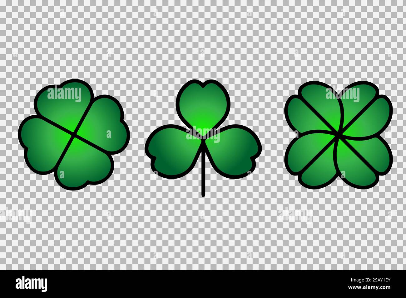 Green Shamrock clover icon. St Patrick day symbol, leprechaun leaf sign ...