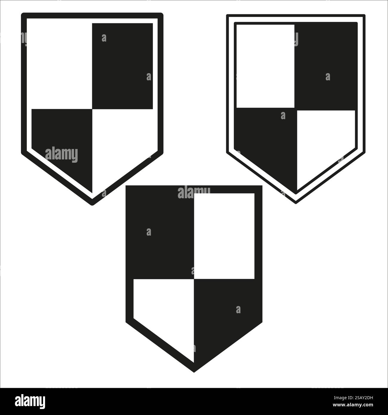 Shield icon. Black and white emblem. Simple heraldic vector ...