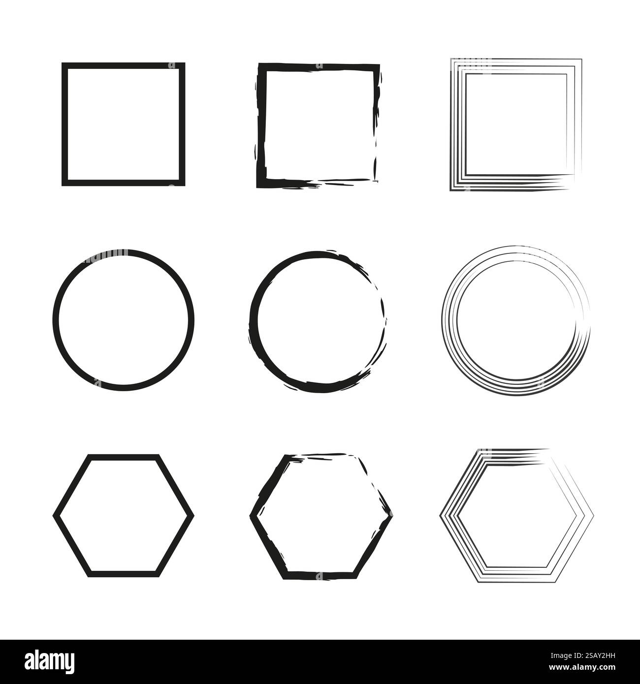 Geometric frame set. Bold outlined shapes. Minimal artistic borders ...