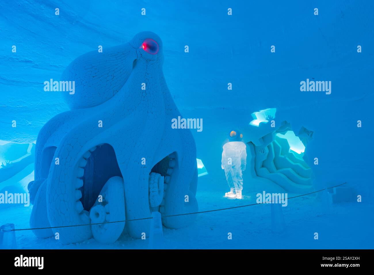 LAINIO, FINLAND - JANUARY 16, 2025: Ice and snow sculptures in Lainio ...